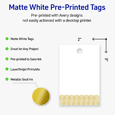 Avery Printable Tags With Sure Feed Technology 2 x 3 Matte White With ...