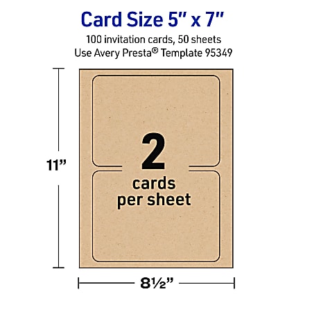 Avery Printable Invitation Cards 5 x 7 Rectangle Rounded Corners Kraft ...