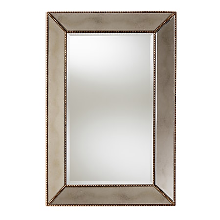 Baxton Studio Beaded Rectangular Accent Wall Mirror 36 x 24 Antique ...