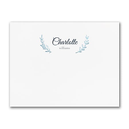 Custom Premium Stationery Flat Note Cards 5 12 x 4 14 Leaf Cradled Name ...