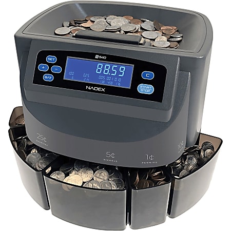 Nadex Coins S540 Coin Counting Sorter and Coin Roll Wrapper Gray ...