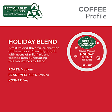 Green Mountain Coffee Roasters Holiday Blend Single Serve K Cup Pods ...