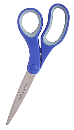 Office Depot Brand Soft Handle Stainless Steel Scissors 8 Bent BlueGray ...