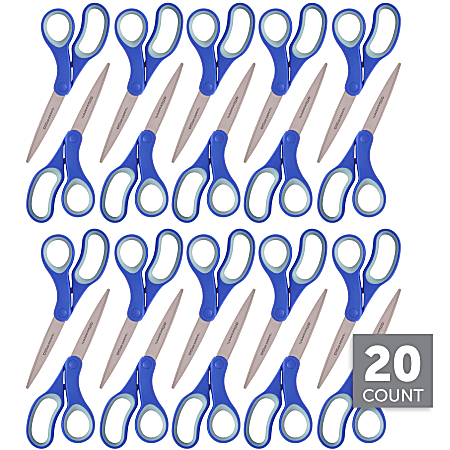 Office Depot Brand Soft Handle Stainless Steel Scissors 8 Bent BlueGray ...