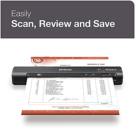 Epson WorkForce ES 60W Wireless Portable Color Document Scanner ...
