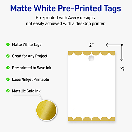 Avery Printable Tags With Sure Feed Technology 2 x 3 Matte White With ...