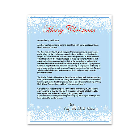 Geo Studios Holiday Themed Letterhead Paper 8 12 x 11 34 Blue Snowfall ...
