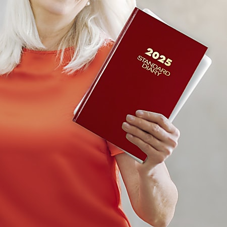 2025 AT A GLANCE Standard Diary Daily Diary 7 34 x 12 Red January To ...