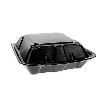 Pactiv Evergreen Vented Foam Hinged Lid Containers Dual Tab Lock 3 14 H x 9 W x 9 D Black Carton ...