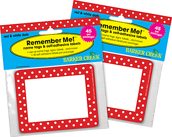 Barker Creek Name Tags 2 andfrac34 x 3 andfrac12 Red And White Dots 45 ...