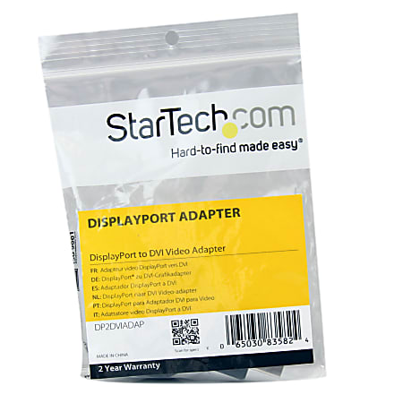 StarTech.com Compact DisplayPort to DVI Adapter DP 1.2 to DVI D ...