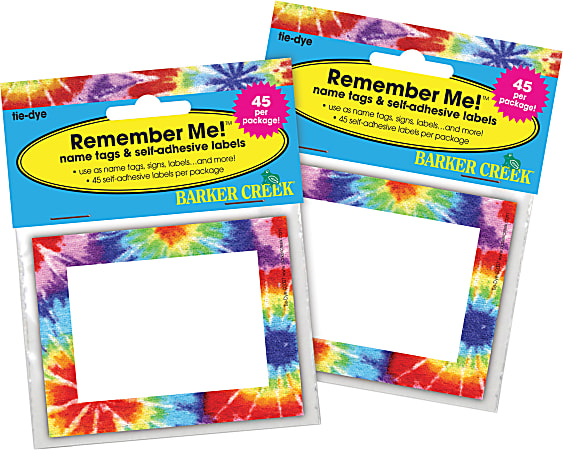 Barker Creek Name Tags 2 andfrac34 x 3 andfrac12 Tie Dye 45 Name Tags ...