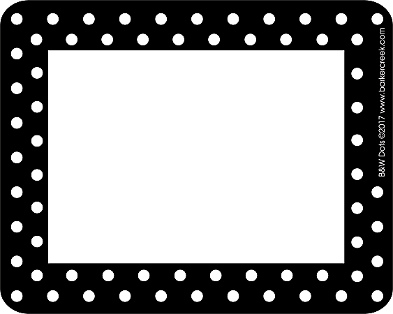 Barker Creek Name Tags 2 andfrac34 x 3 andfrac12 Black And White Dots ...