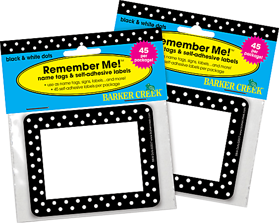 Barker Creek Name Tags 2 andfrac34 x 3 andfrac12 Black And White Dots ...