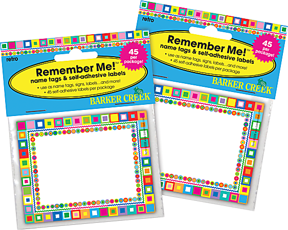 Barker Creek Name Tags 2 andfrac34 x 3 andfrac12 Retro 45 Name Tags Per ...