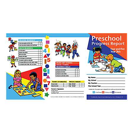Hayes Preschool Progress Report Cards Age 4 5 10 Report Cards Per Pack ...