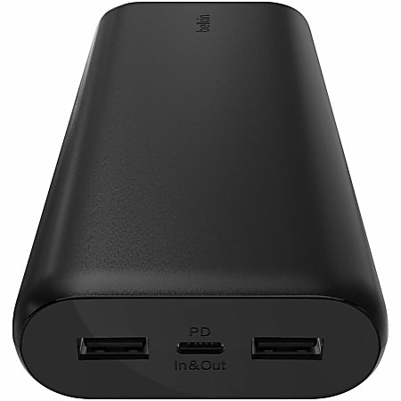 Belkin 20W 3 port USB Power Bank 20K mAh 2xUSB A 12W 1xUSB C 15W ...