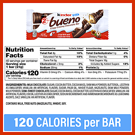 Kinder Bueno Crispy Creamy Chocolate Bars Box Of 20 Bars - Office Depot
