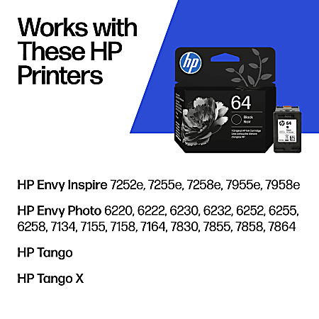 HP 64 Black Ink Cartridge N9J90AN - Office Depot