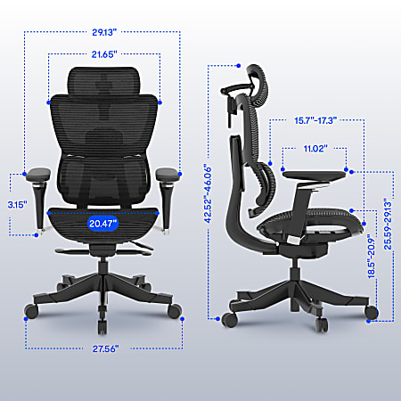 FlexiSpot C7 MAX Ergonomic Mesh Office Chair Foam Seat in Black color ...