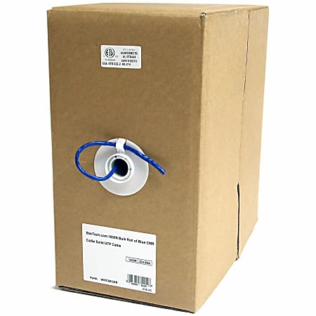 StarTech.com 1000 ft Bulk Roll of Blue CMR Cat5e Solid UTP Cable ...