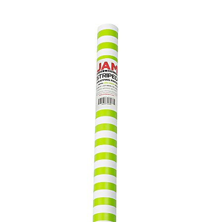 JAM Paper Wrapping Paper Stripe 25 Sq Ft Lime GreenWhite - Office Depot