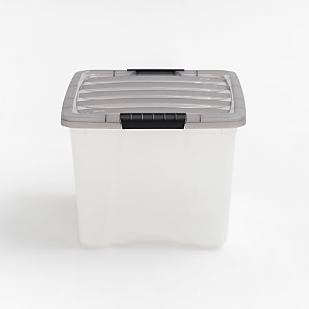 Iris Stack Pull Storage Boxes 10 Gallon ClearGray Set Of 5 Boxes ...