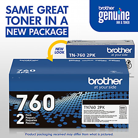 Brother Genuine Black High Yield Toner Cartridge Twin Pack TN7602PK ...
