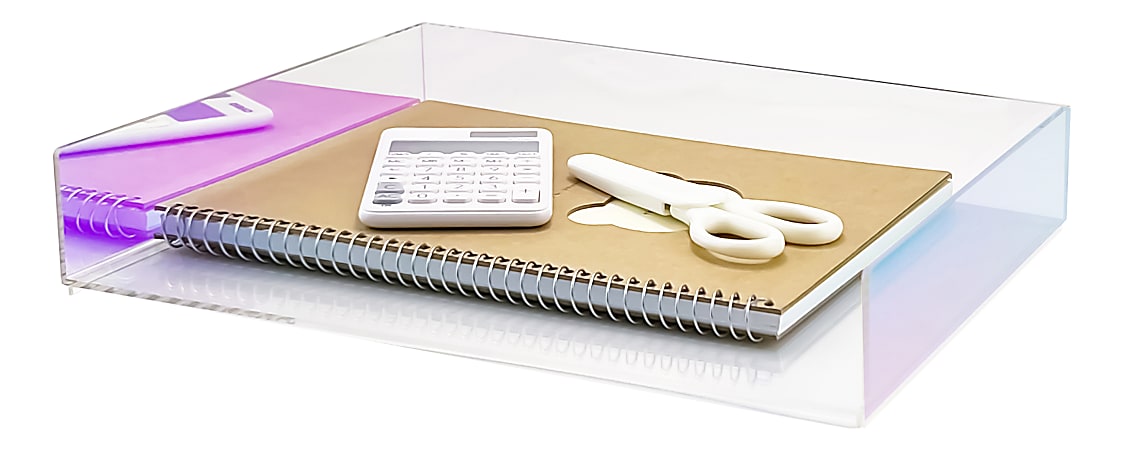 Realspace Acrylic Paper Tray 2 H x 12 W x 8 34 D ClearIridescent ...