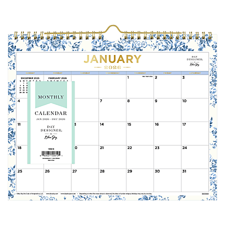 2026 Blue Sky Day Designer Monthly Wall Calendar 11 x 8 34 Belinda ...