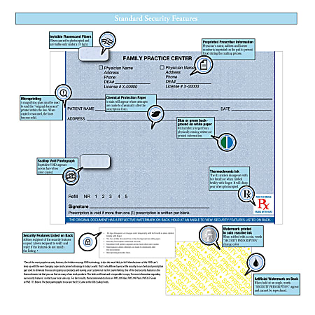 Custom Standard Security RX Prescription Pads Vertical Format With ...