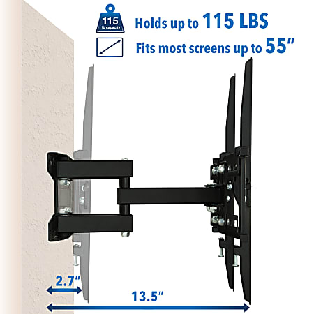 Mount It Full Motion Dual Arm 55 TV Wall Mount with Extension 3 14 H x 6 14 W x 17 12 D Black ...