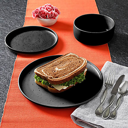 Gibson Home Stone Lava 12 Piece Dinnerware Set Black - Office Depot