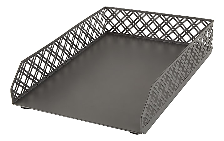 Realspace Streya Cut Metal Letter Tray 2 58 H x 9 12 W x 13 12 D Gray ...
