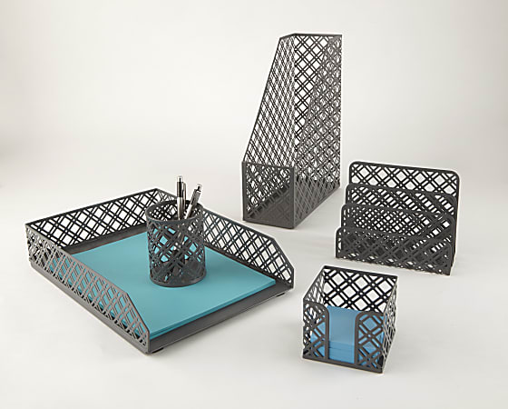Realspace Streya Cut Metal Letter Tray 2 58 H x 9 12 W x 13 12 D Gray ...