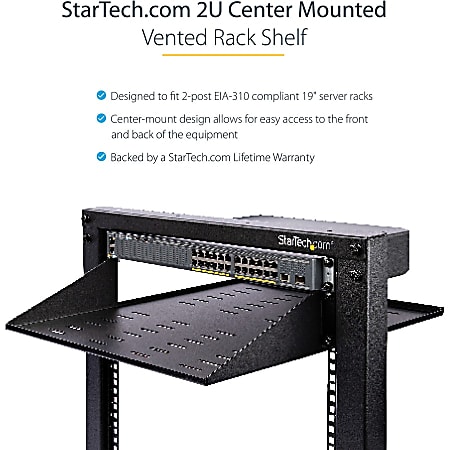 StarTech.com 2U Vented Server Rack Cabinet Shelf Fixed 20 Deep ...