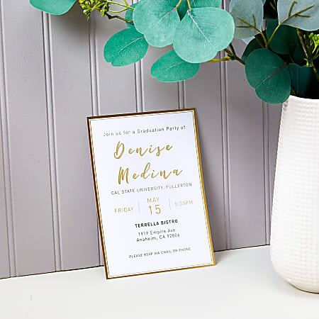 Avery Metallic Gold Border Invitation Cards 5 x 7 80 lb Basis Weight ...