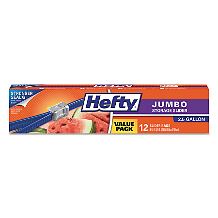 Hefty Slider Bags 2.5 Gallon 14 716 x 9 Clear Box Of 12 Bags - ODP ...