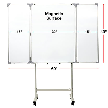 Excello Global Products Magnetic Dry Erase Mobile Folding Whiteboard 40 ...