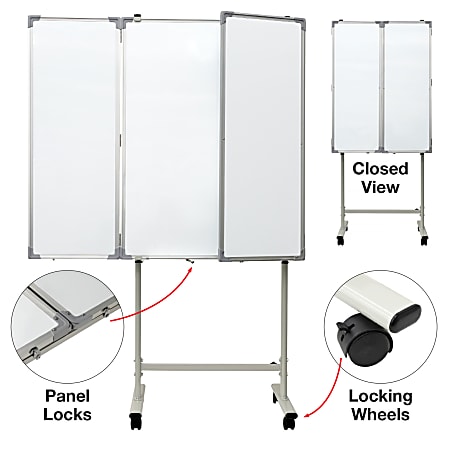 Excello Global Products Magnetic Dry Erase Mobile Folding Whiteboard 40 ...