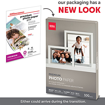 Office Depot Brand Premium Photo Paper Glossy 4 x 6 White Pack Of 100 ...