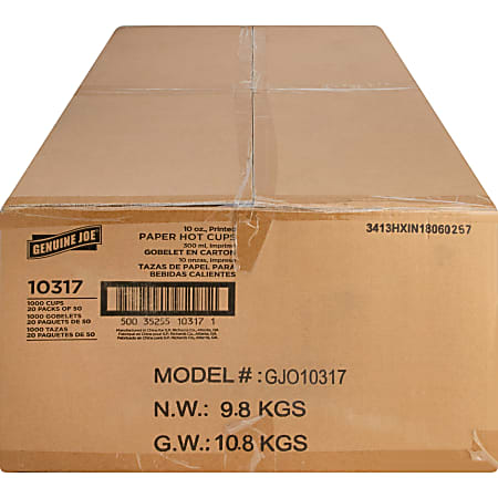 Genuine Joe Hot Cup 50 Pack 10 fl oz 20 Carton Assorted Paper Hot ...