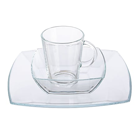 Gibson Elite Soho Lounge 12 Piece Square Glass Dinnerware Set Clear ...
