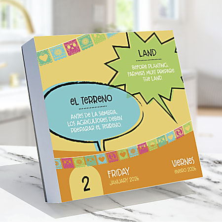 2026 TF Publishing Daily Desktop Box Calendar 5 14 x 5 14 Spanish Words ...