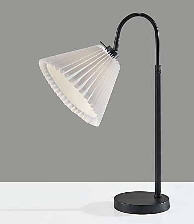 Adesso Thalia Table Lamp BlackWhite Fabric Shade - Office Depot