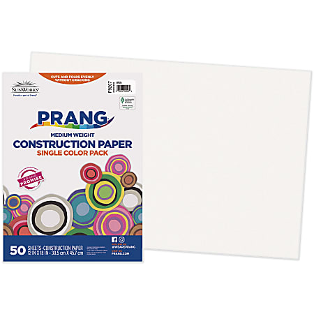 Prang Construction Paper Medium Weight 12 x 18 White 50 Sheets Per Pack ...