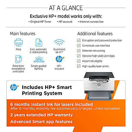 HP LaserJet M209dwe Wireless Laser Monochrome Printer with HP 6GW62E ...
