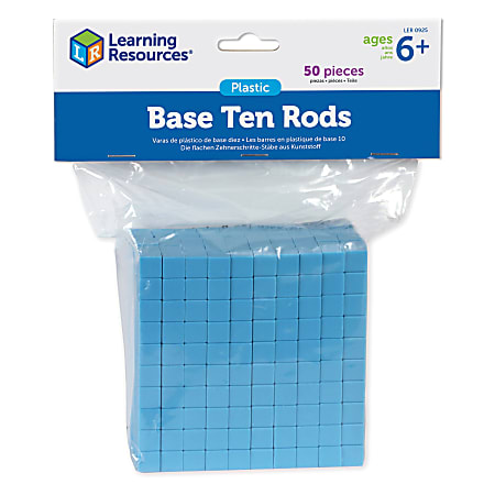Learning Resources Base 10 Rod Set 716 H x 716 W x 3 1516 D Blue Pre K ...