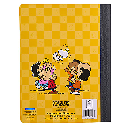 Peanuts Licensed Wide Ruled Composition Notebook 9.5 x 7.25 100 Sheets ...