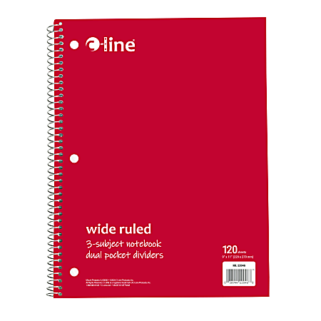 C Line Wide Rule Spiral Notebooks 9 x 11 3 Subject 120 Sheets Assorted ...